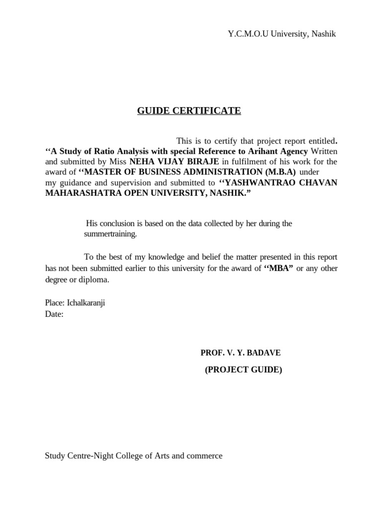 Komal Project Certificate | PDF
