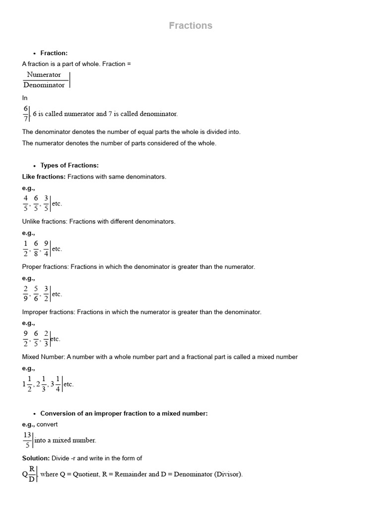 Fractions | PDF