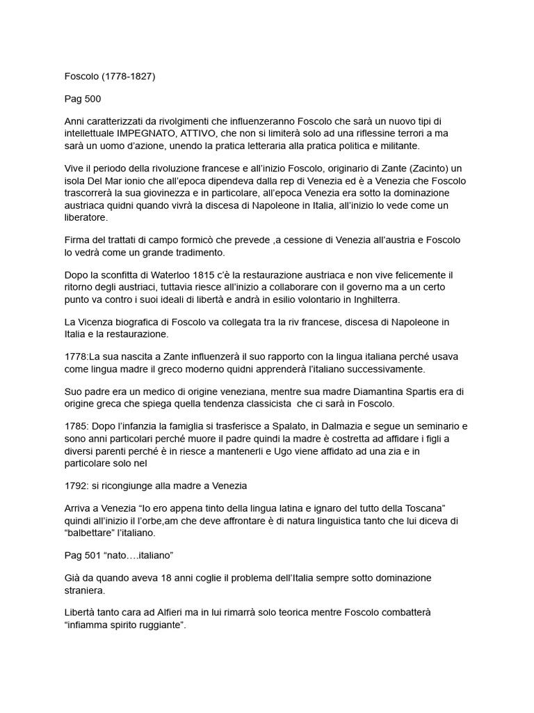 Foscolo | PDF