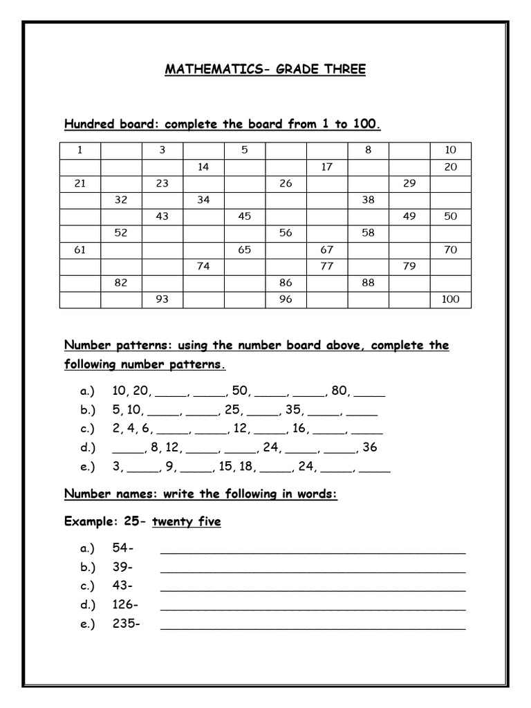 Grade 3 - Maths | PDF