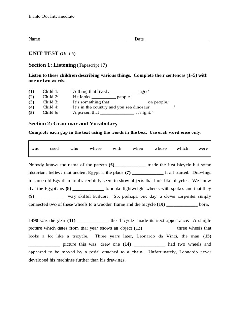 Unit Test 5 | PDF