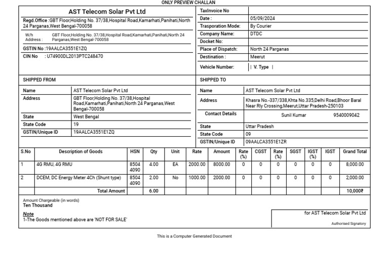 AST Telecom Solar PVT LTD | PDF