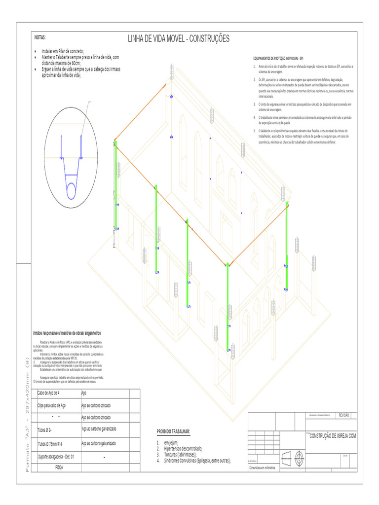 LINHA DE VIDA e ANCORAGENS - 240817 (CCB-X-XXXX-SG-SI-0101-01-R00) - Obra-Model | PDF