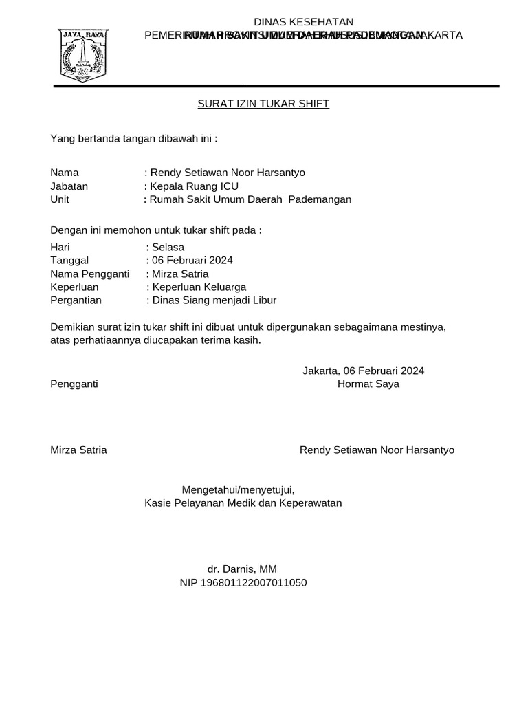Surat Tukar Shift Draft | PDF