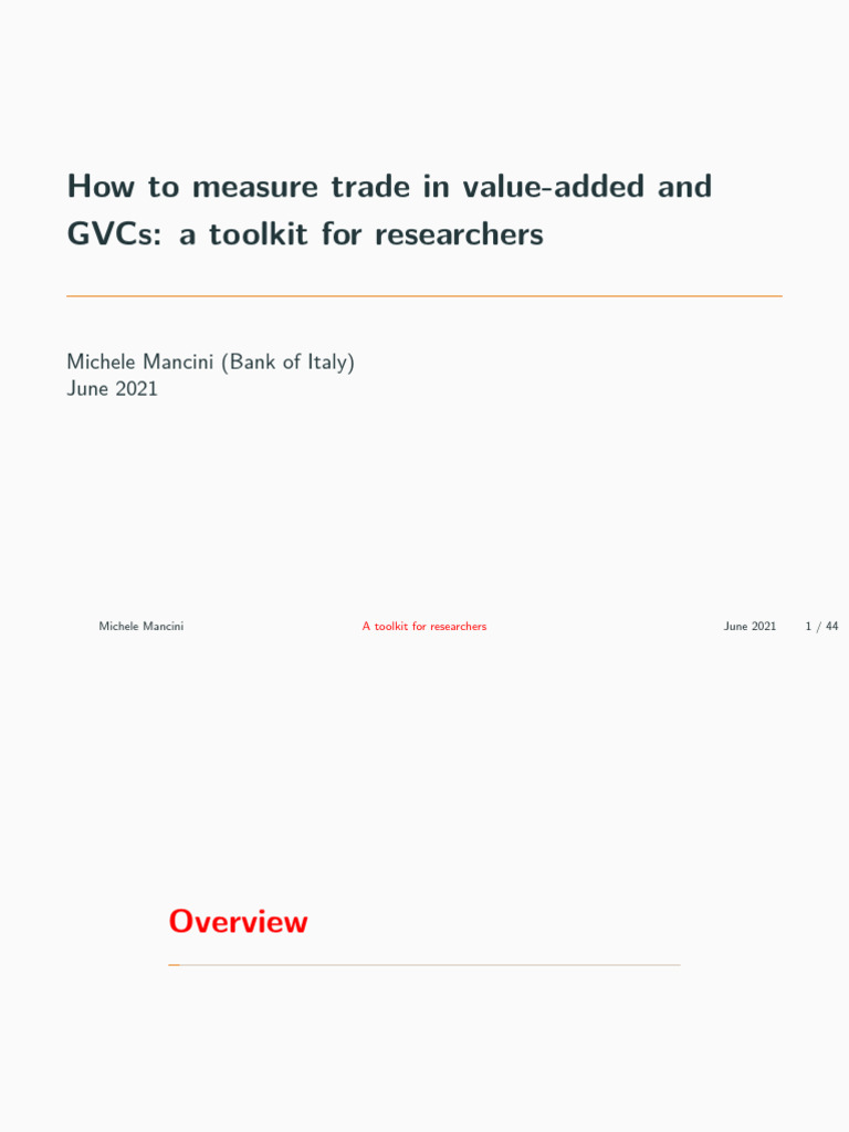 GVC Course 2 MeasuringVA&GVC Toolkit | PDF