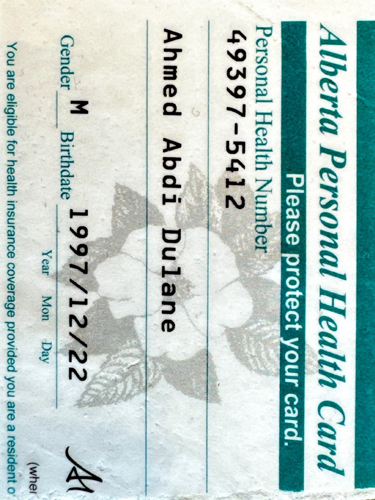 Alberta Health Card Infor | PDF