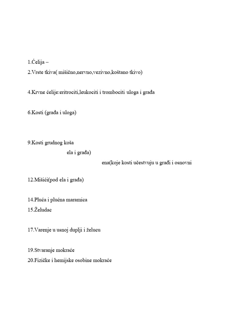 Anatomija I Fiziologija 1 | PDF