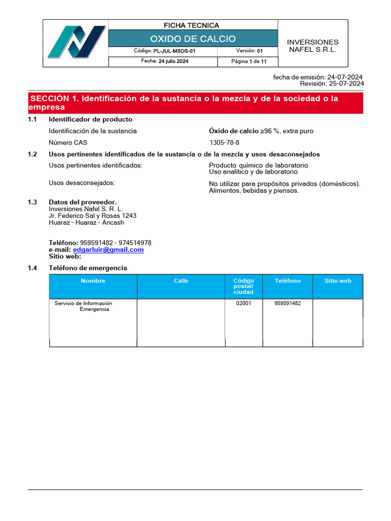 Ficha Tec Oxido | PDF