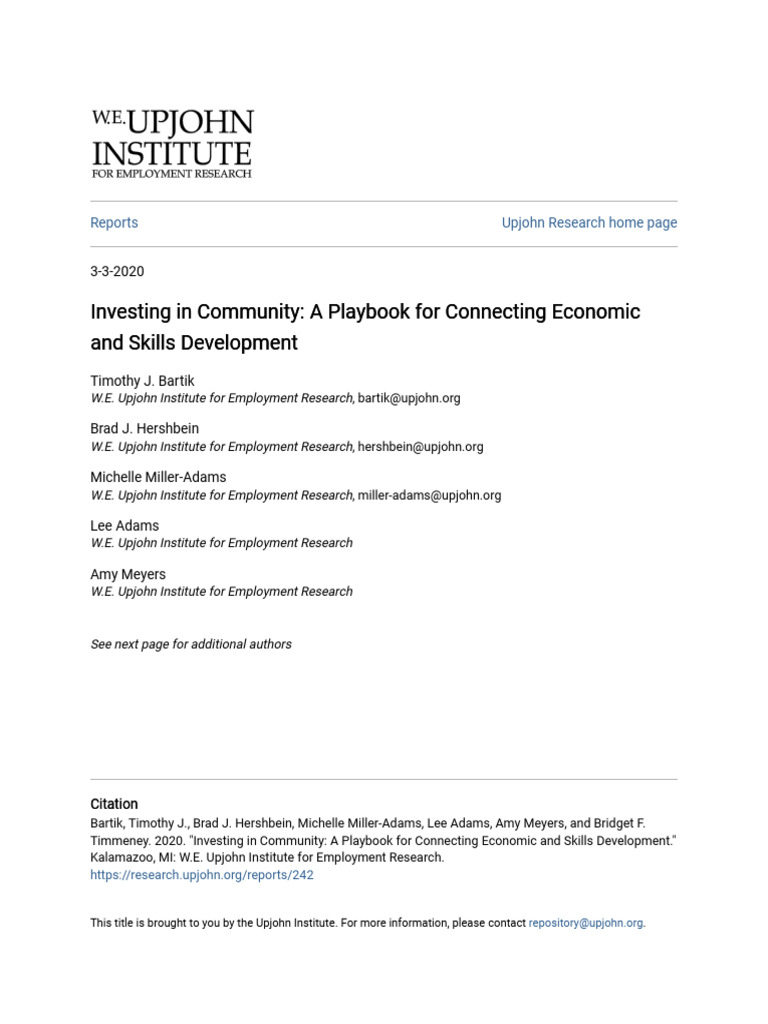 Community Investment Playbook for Growth | PDF | Employment | Workforce ...