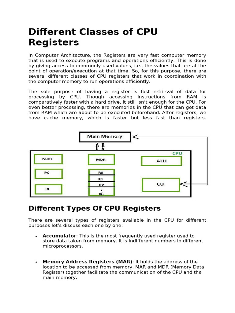 Different Classes of CPU Registers | PDF | Central Processing Unit | 64 Bit Computing
