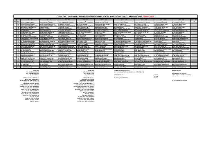 Bcis Master Timetable - Term 1 2024 - 013714 | PDF