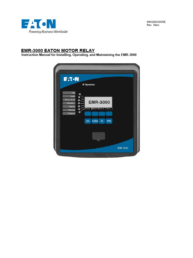 Instruction Manual For Installing, Operating, and Maintaining The EMR ...
