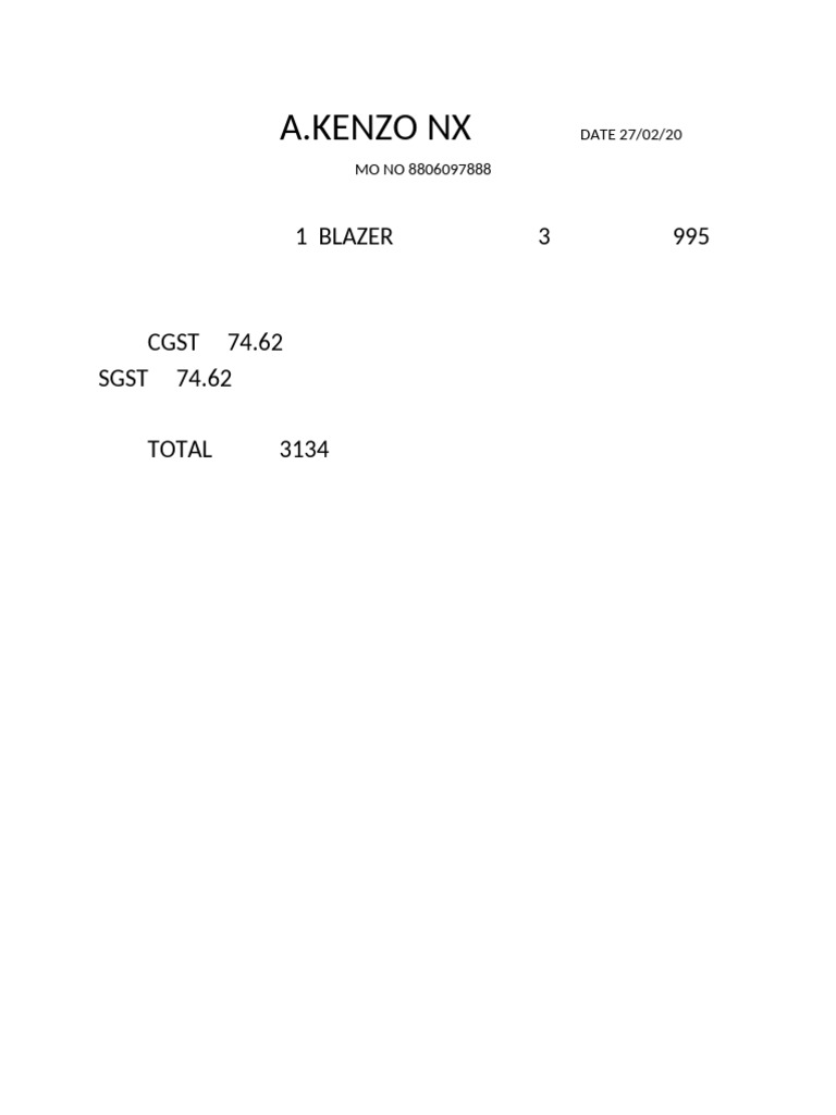 A.Kenzo NX: 1 Blazer 3 995 | PDF