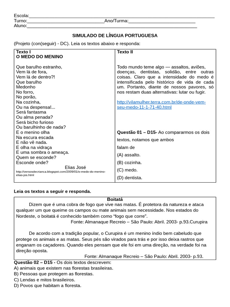 Prova 4 B Simulado | PDF