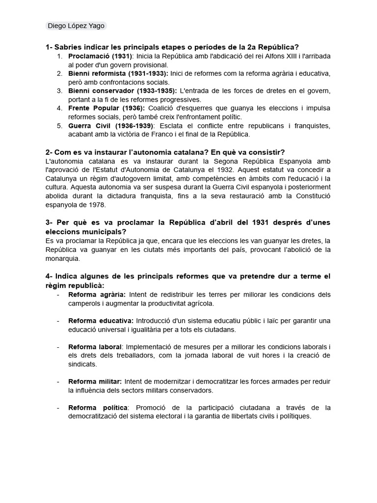 Activitats 2a República | PDF