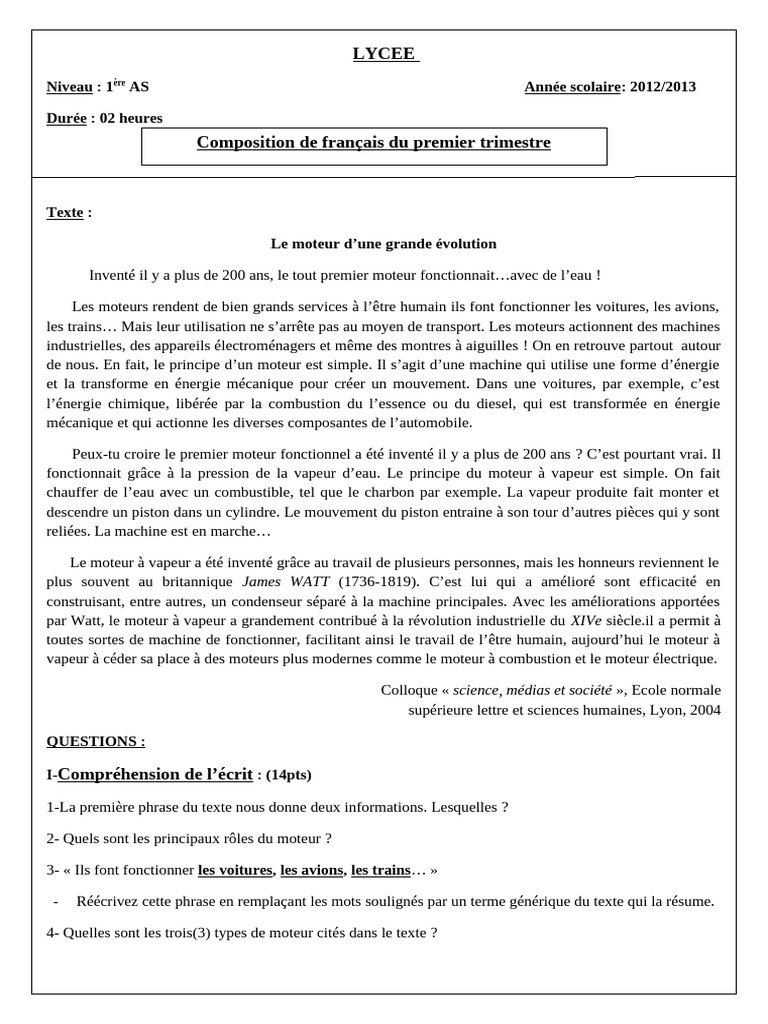 Compo 1ere Année | PDF