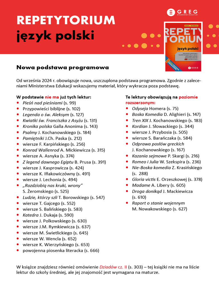 Polski, Lic Nowa Podstawa Programowa Informacje | PDF