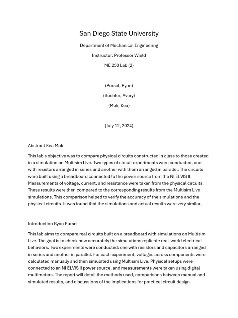 Lab Report 2 ME 230 | PDF