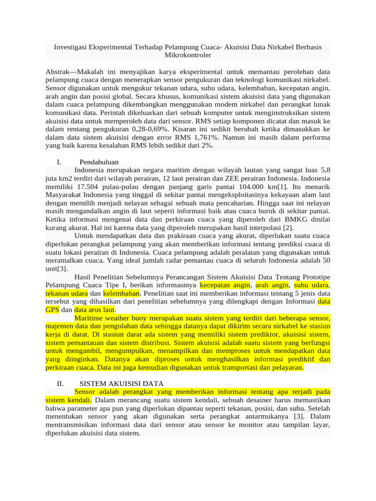 Investigasi Eksperimental Terhadap Pelampung Cuaca | PDF