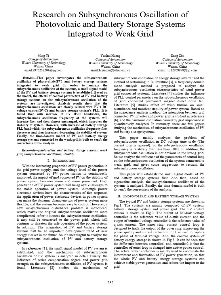 Research On Subsynchronous Oscillation of PV | PDF