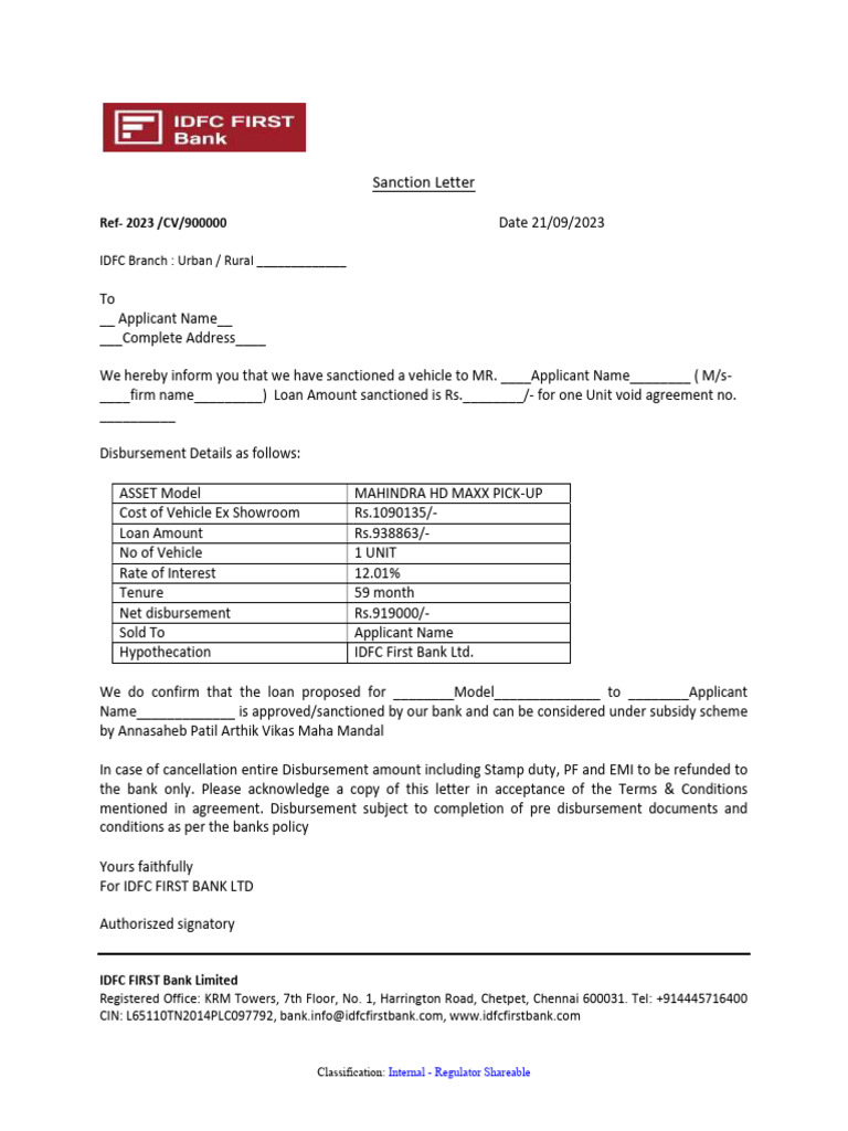 Sanction Letter | PDF