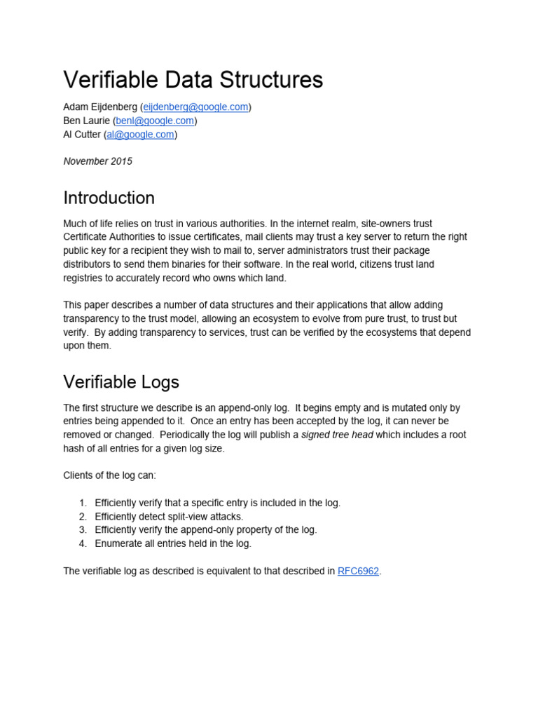 Verifiable Data Structures | PDF
