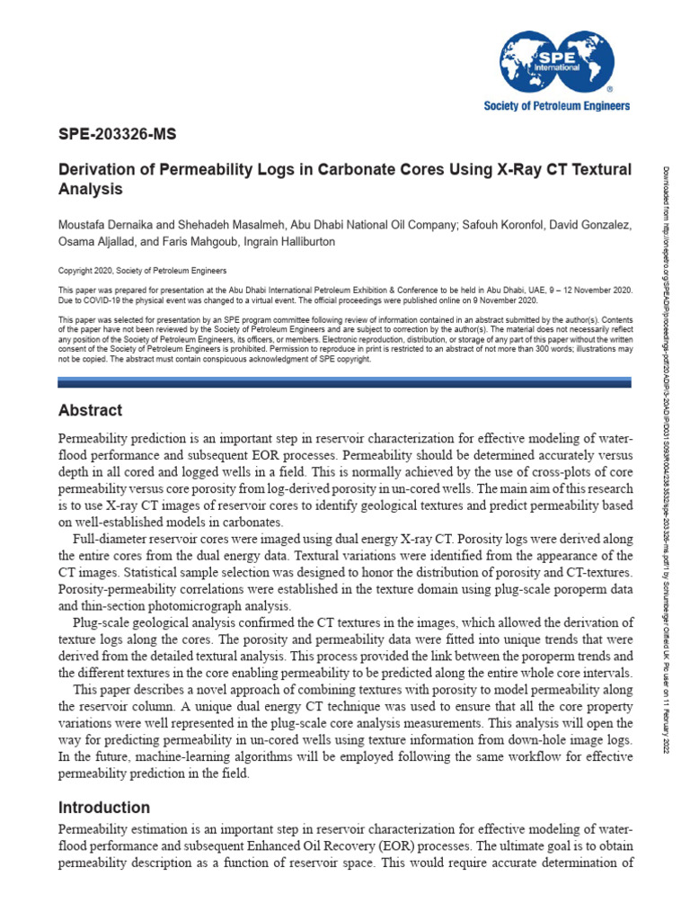 Spe-203326-Ms - Perm Log - ADIPEC 2020 | PDF