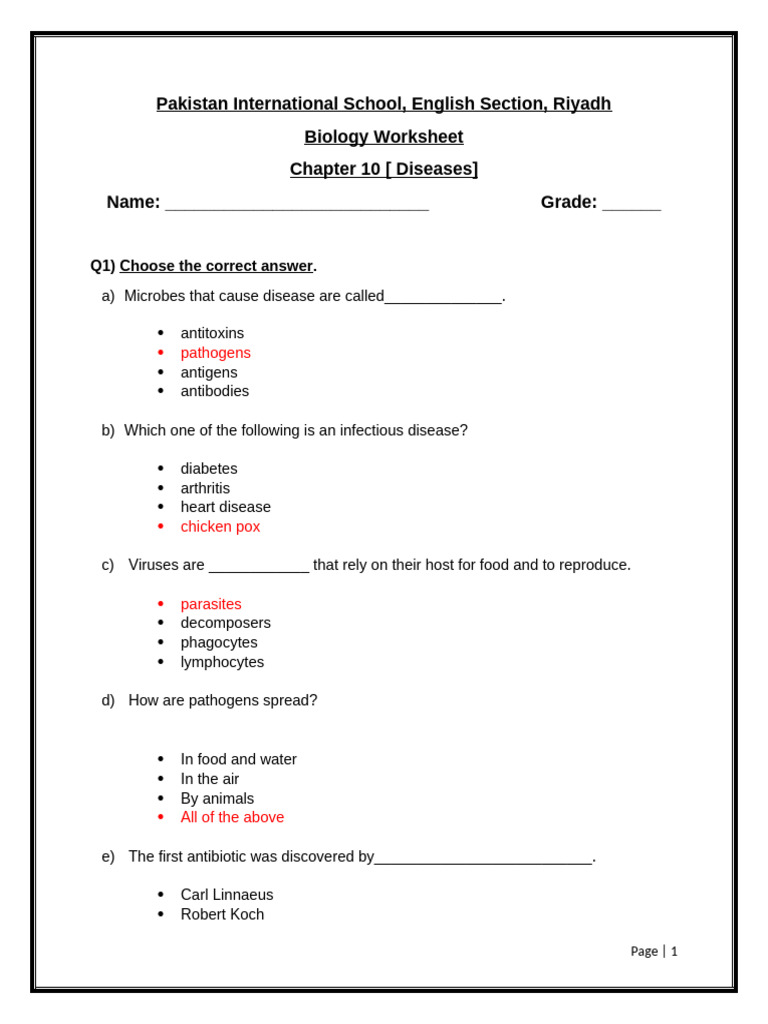 Chapter 10-WS - Answer Key | PDF