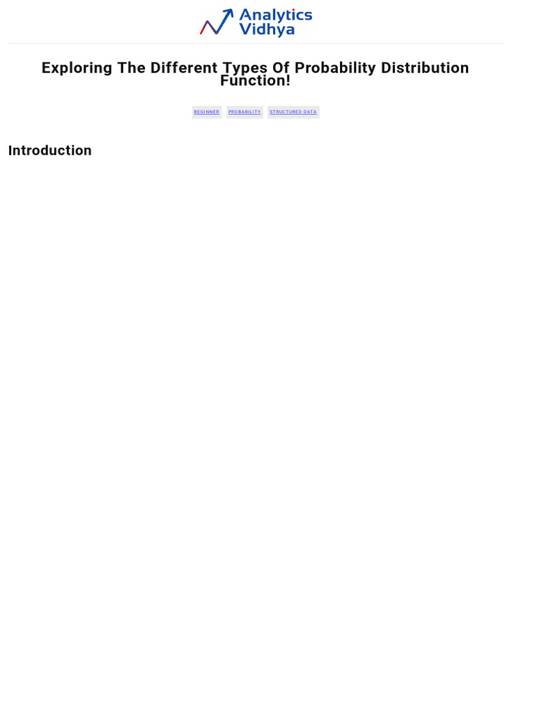 Exploring The Different Types Of Probability Distribution Function! | PDF