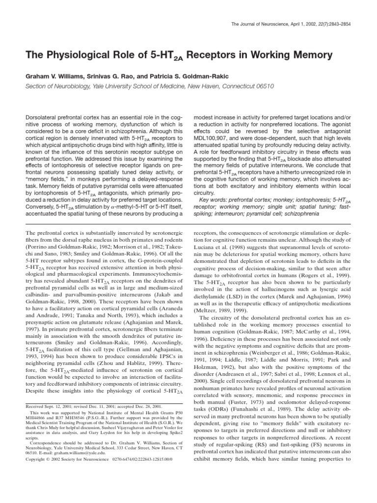 Graham V. Williams, Srinivas G. Rao and Patricia S. Goldman-Rakic - The Physiological Role of 5 ...