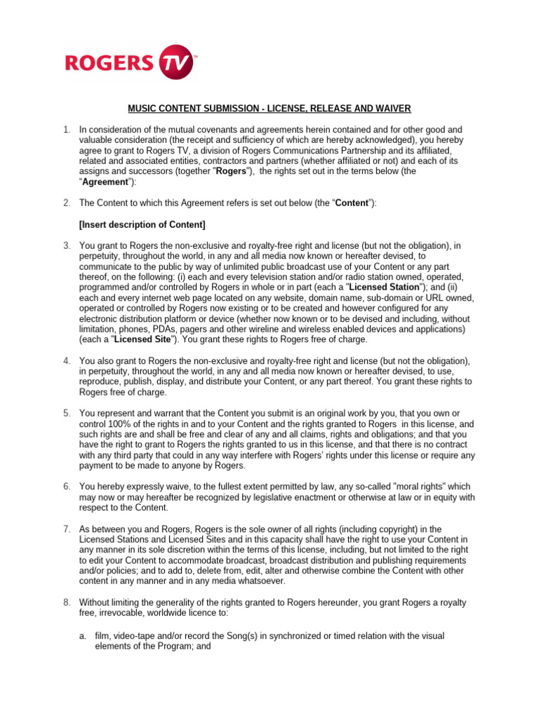 Music Release Form | PDF