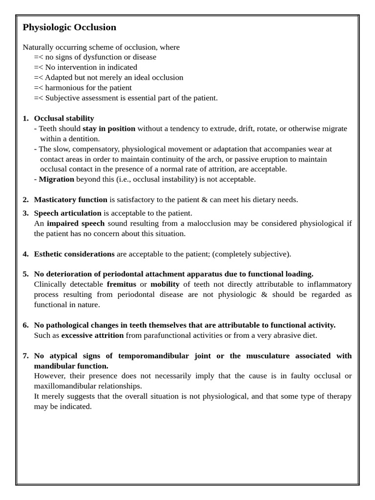 physiologic occlusion | PDF
