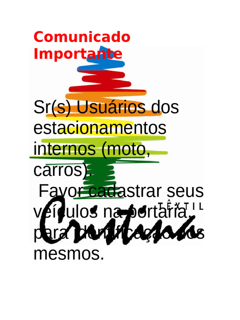 Comunicado Estacionamento | PDF