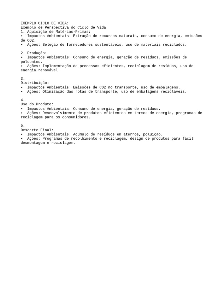 Ciclo de Vida Exemplo | PDF