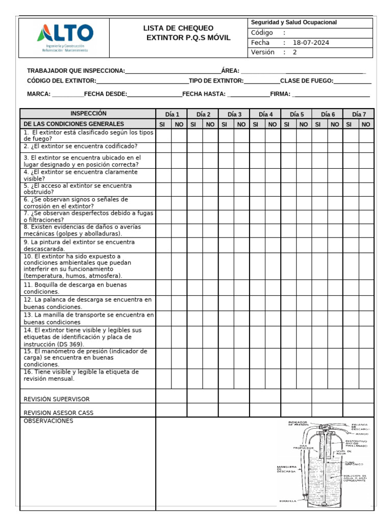 CHECK LIST 7 DIAS EXTINTOR REV2 | PDF