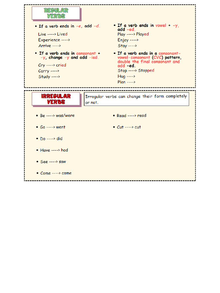 7° - Irregular and Regular Verbs | PDF
