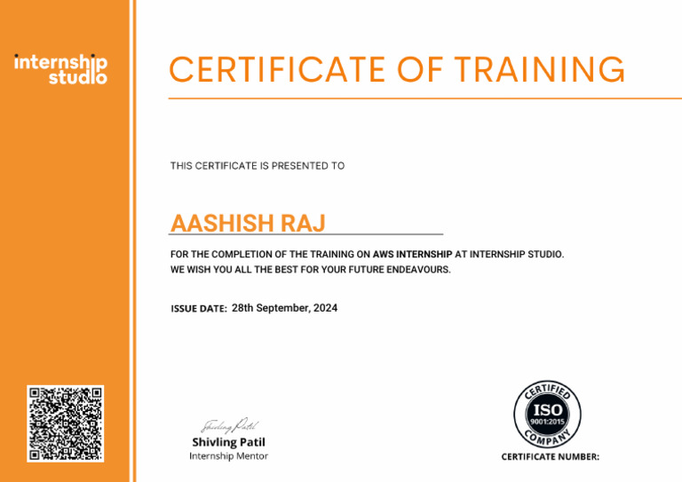 Aashish Raj - AWS Internship - Training | PDF