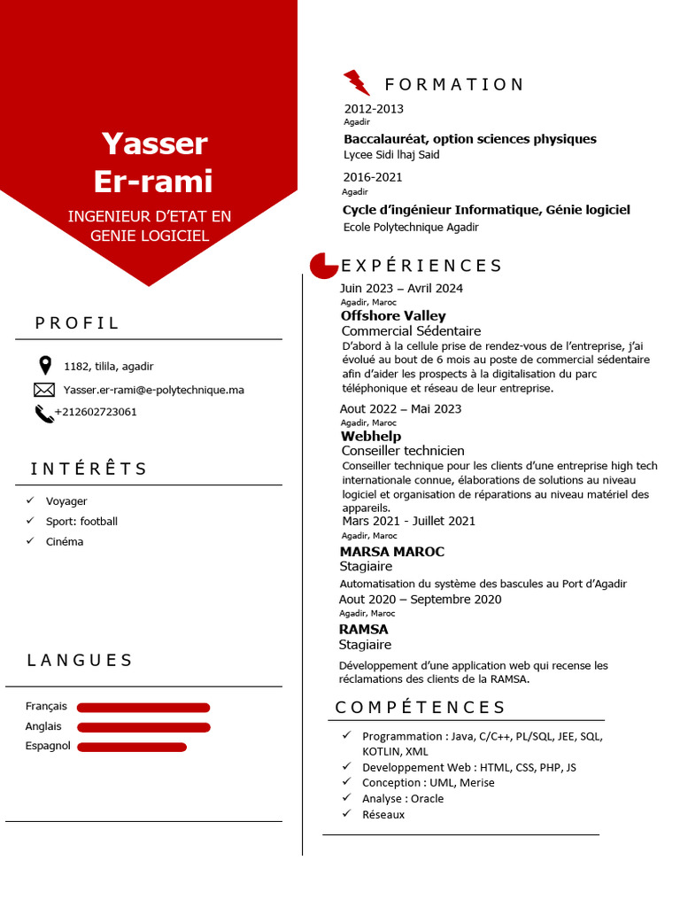 CV Yasser Er-Rami | PDF