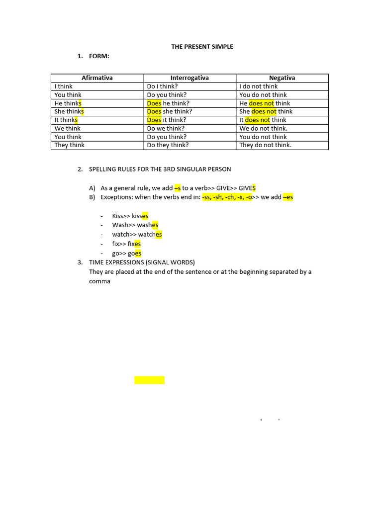 The Present Simple | PDF