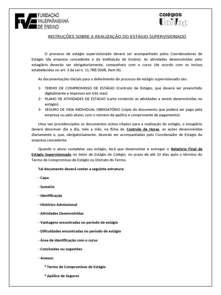 Cópia de Cópia de Manual de Estágio Supervisionado | PDF | Estágio ...