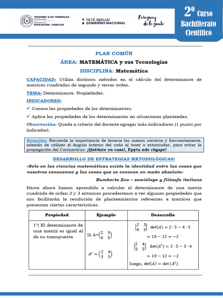 Matemática 2do. Curso Plan Común 07-09-2020 | PDF
