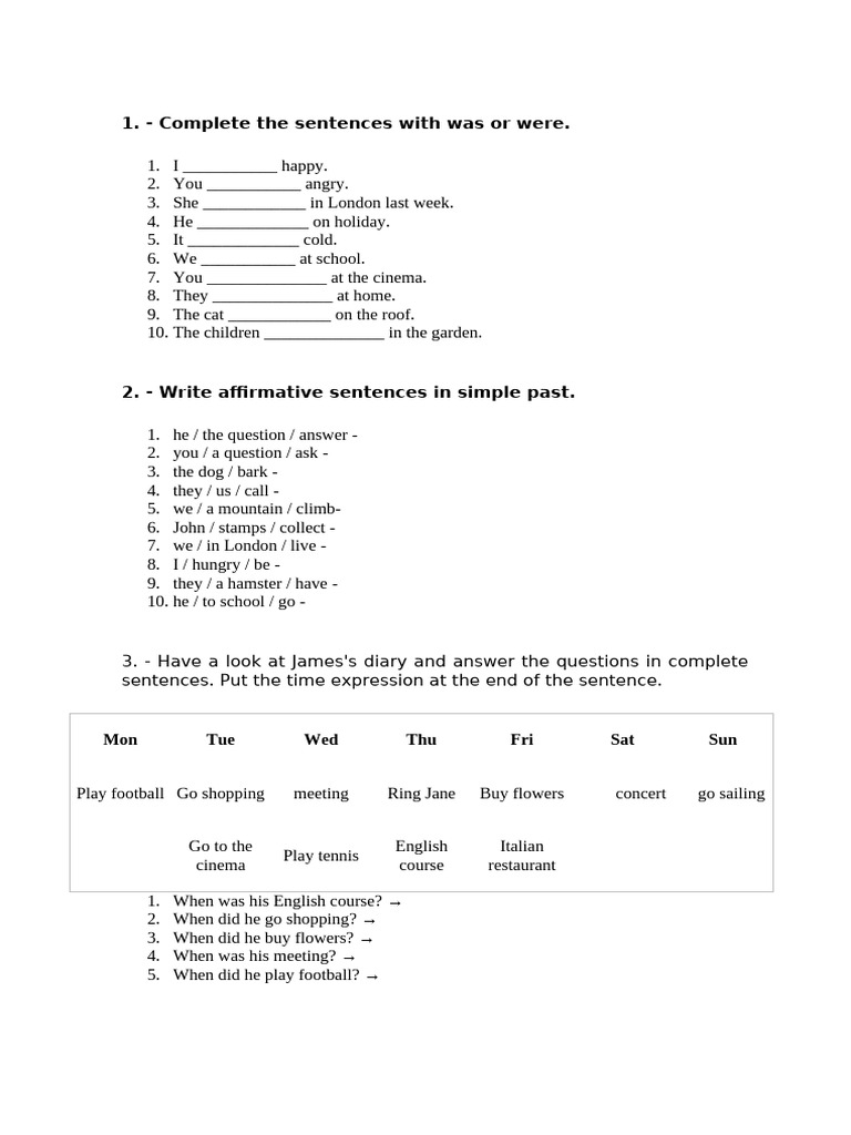 Simple Past Exercises | PDF
