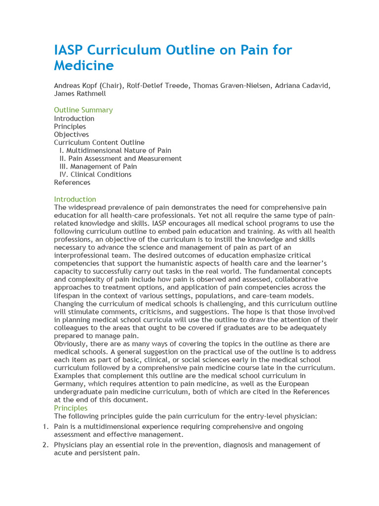 IASP - Curriculum Terapia Del Dolore | PDF