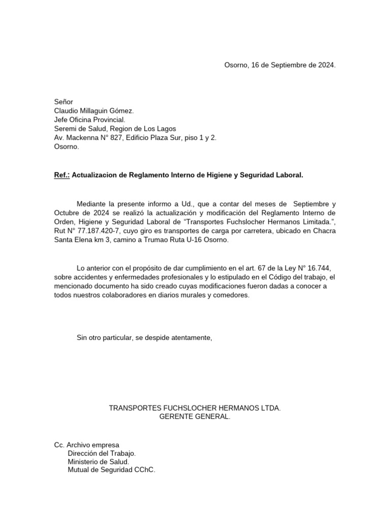 Carta Seremi TFL2024 | PDF