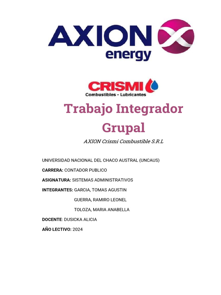 Trabajo Final Grupo Axion Crismi Combustible SRL | PDF