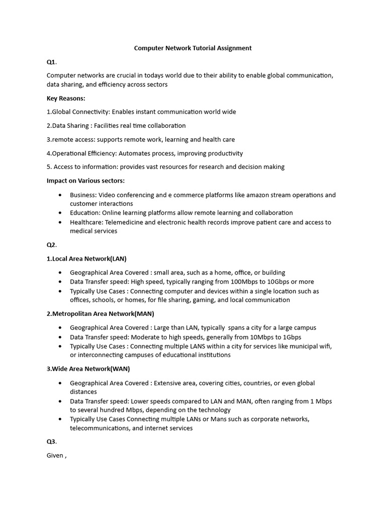 CN Tutorial Assignment | PDF