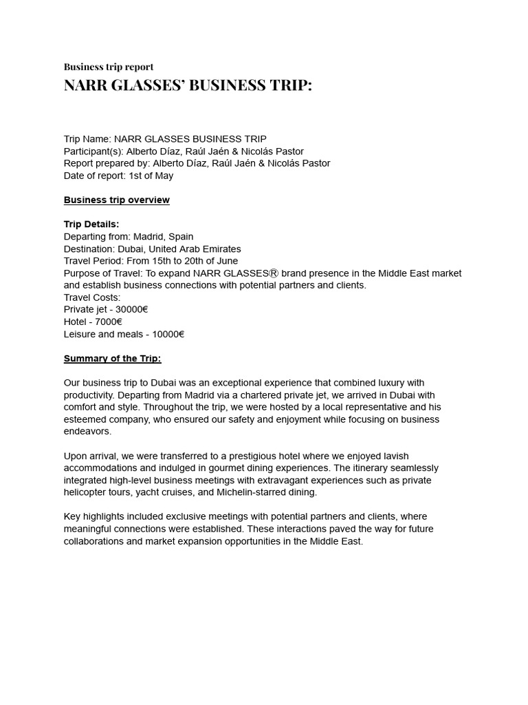 Business Trip Report | PDF