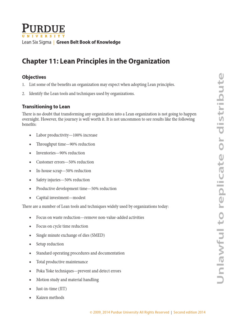 LSSGB BOK SecondEdition2014 Chap11-19 | PDF | Lean Manufacturing | Six Sigma