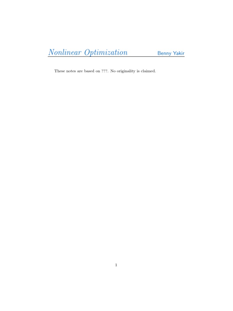 Nonlinear Optimization: Benny Yakir | PDF | Mathematical Optimization ...