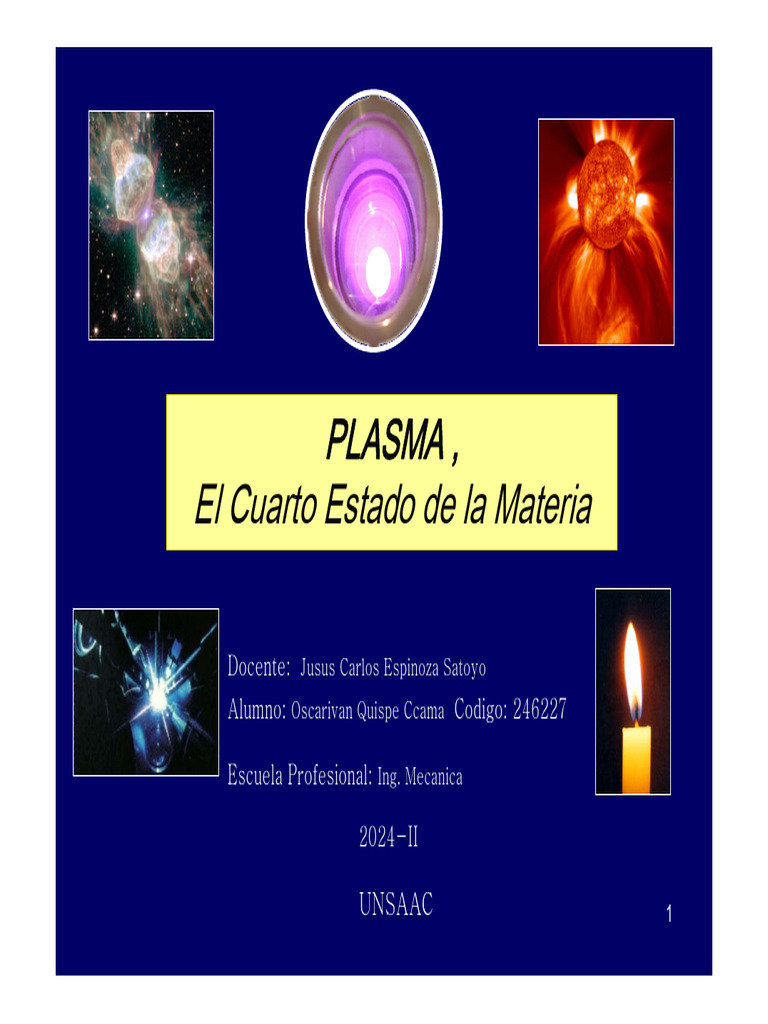 Informe Q. Estado Plasmatico | PDF | Plasma (Física) | Eletricidade